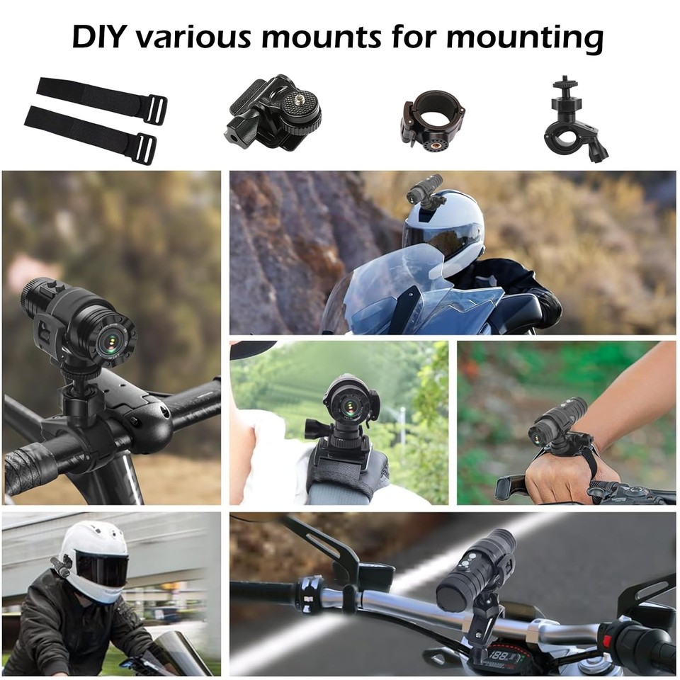 WiFi Motorcycle Helmet Camera, HD 1080P Bike Video Camera, IP66 ...