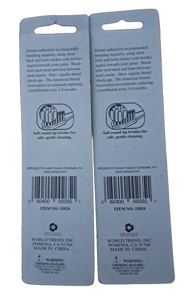 Vintage Peanuts 50th Celebration Charlie Brown & Woodstock Toothbrushes ...