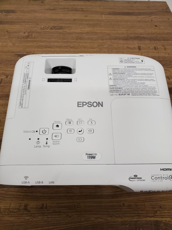 Epson PowerLite 119W 4000-Lumen WXGA HDMI 3LCD Projector New Lamp ...