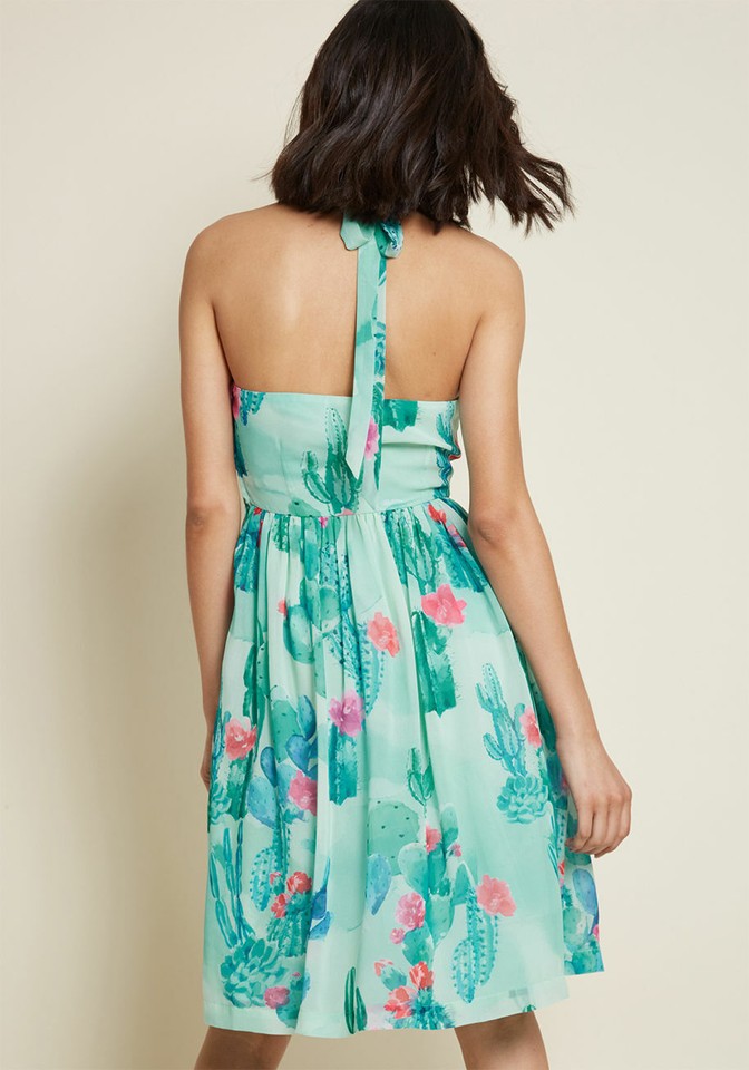 NEW - MODCLOTH Women's 'WHAT'S THE ZEAL?' CACTI PRINT Green CHIFFON ...