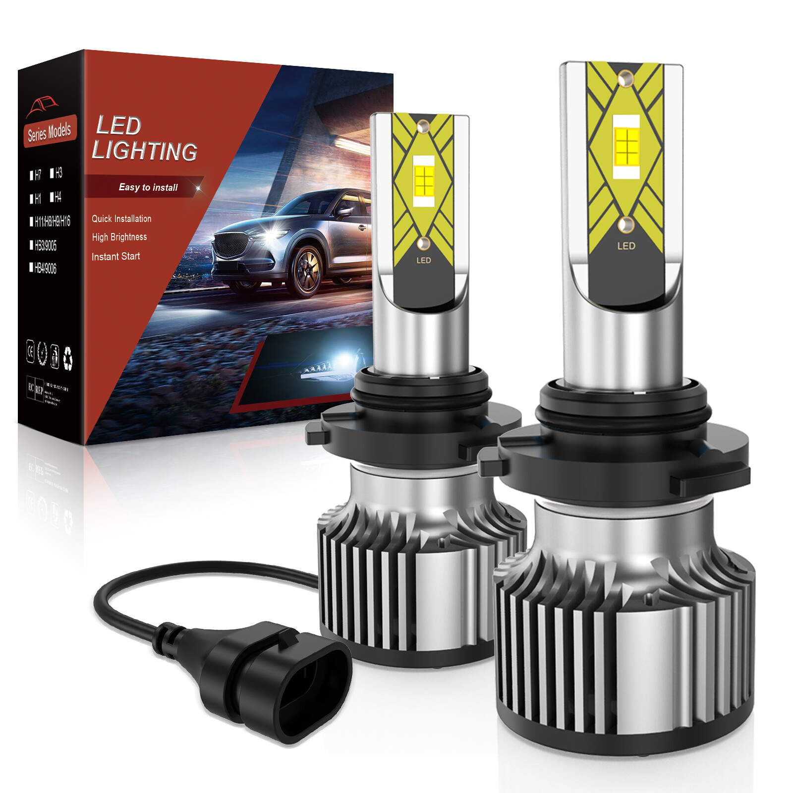 Pair of 9006 HB4 LED Headlight Kit Super Bright Low Beam Bulbs Canbus ...