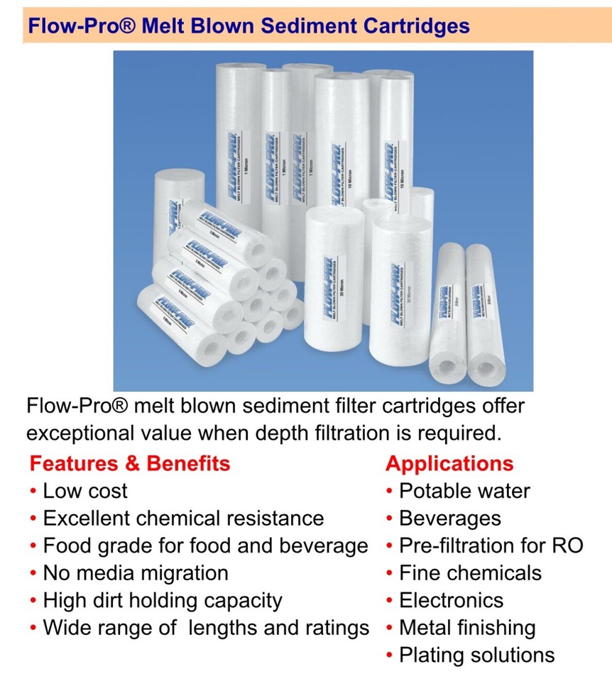 New Flow-Pro Melt Blown Filter Cartridges FPMB10-20 NSF | eBay