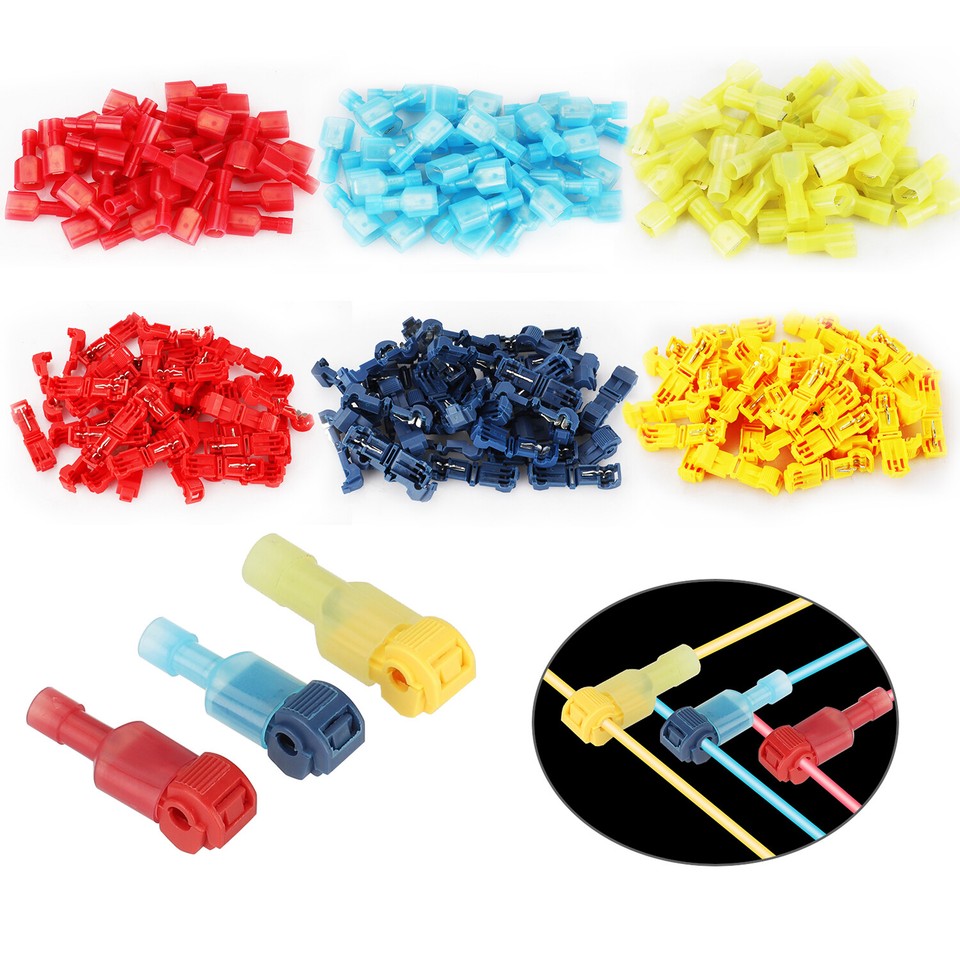 240Pcs Insulated T-Taps Quick Splice Crimp Terminals Electrical Wire ...