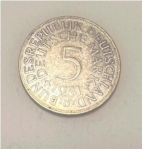 Seltene 5 Deutsche Mark Münze Jahr 1951 Prägung D - BRD - für Sammler ...