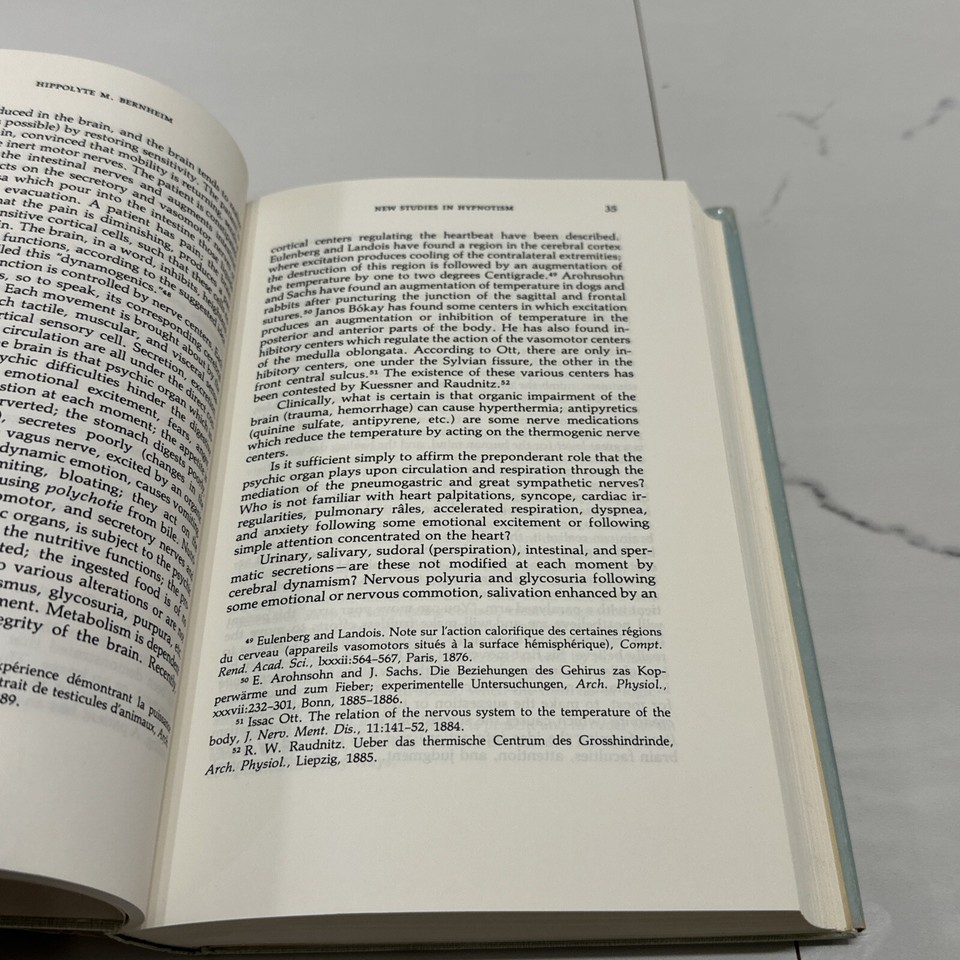 BERNHEIM'S NEW STUDIES IN HYPNOTISM By Hippolyte Bernheim & Anna Freud ...