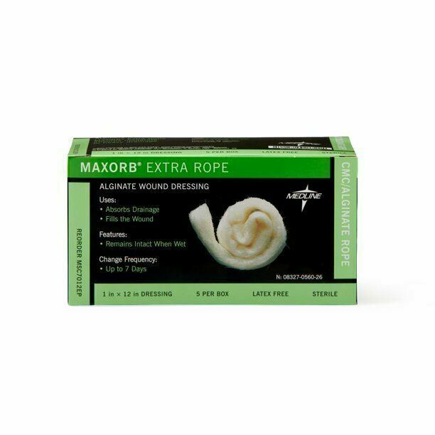 Medline 1 Bx/5 EA Maxorb Extra Alginate Dressing 1" X 12" Rope ...