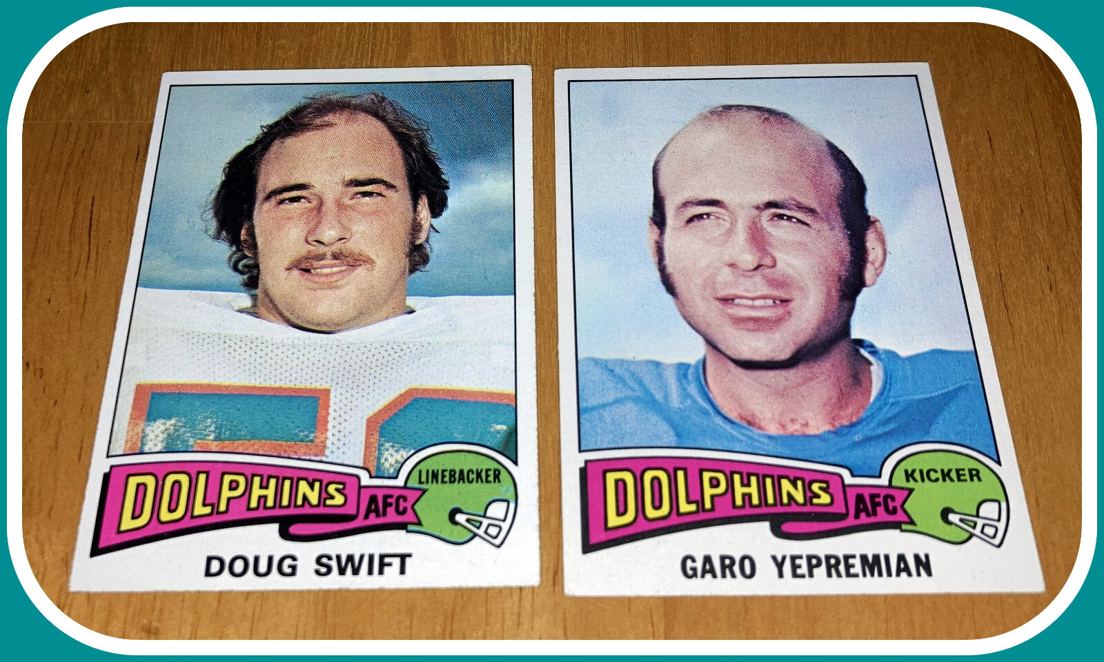 MIAMI DOLPHINS LOT OF 2 1975 TOPPS GARO YEPREMIAN AND DOUG SWIFT BOTH ...