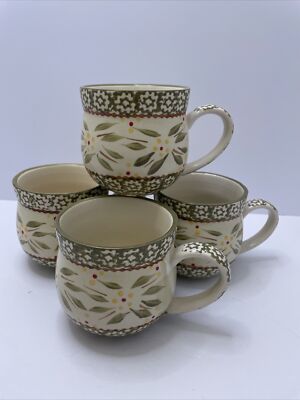 4 Temptations Old World Green 12oz Tea Cups Coffee Mugs - VGUC | eBay
