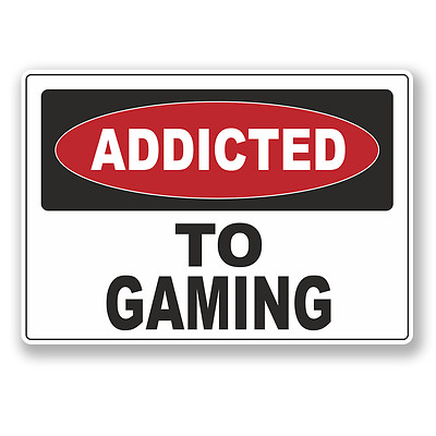 2 x 10cm Addicted to Gaming Vinyl Sticker Laptop Warning Sign Gift ...