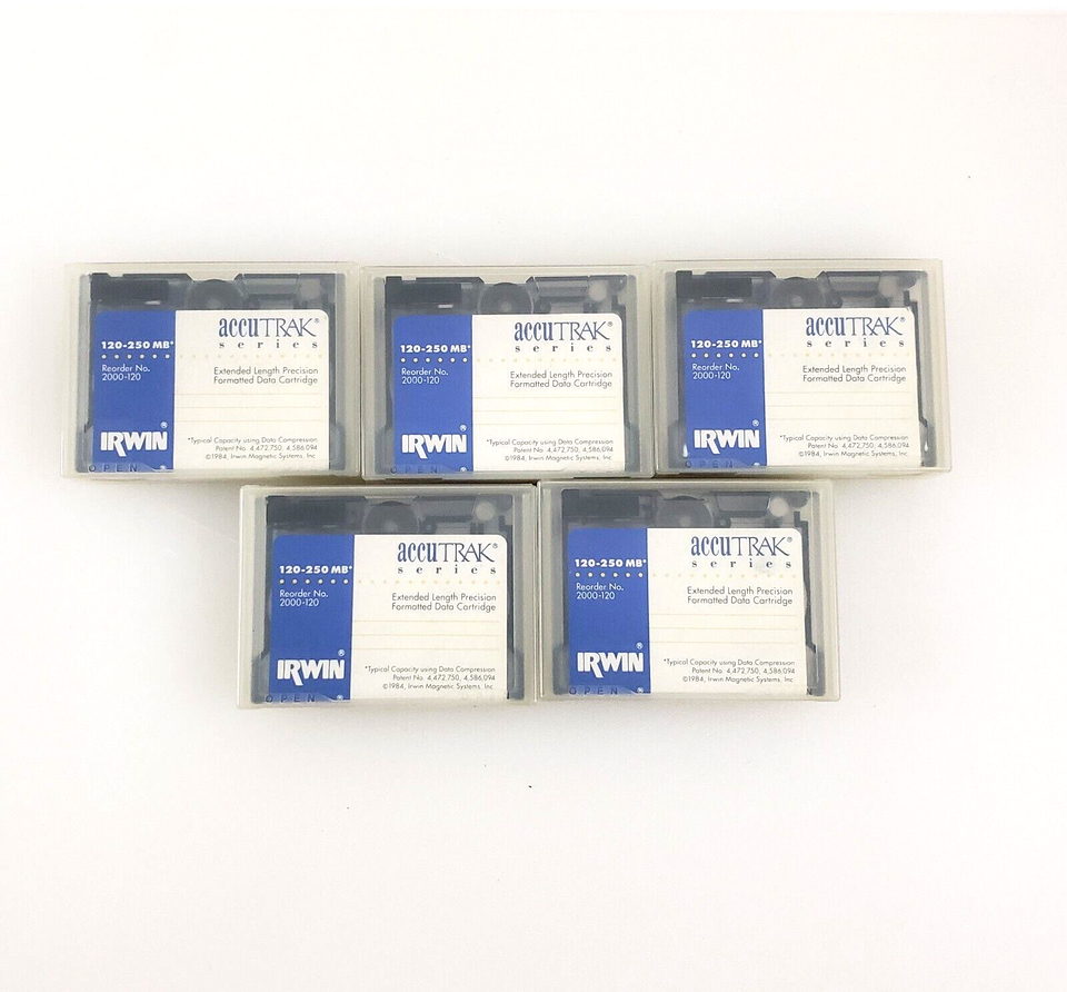 Vtg AccuTrak Data Cartridges Precision Formatted 120-250MB 5pk NOS Open ...