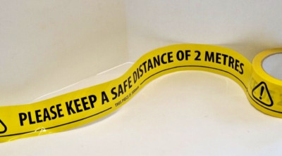 10 Bright Yellow Keep your Distance Tape 50MM X 33M **SPECIAL CLEARANCE ...