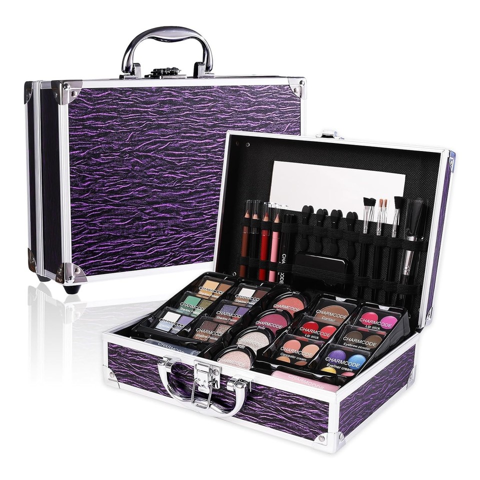 Makeup Kit for Teen Girls & Women Full Kit, Purple Train Case with | eBay