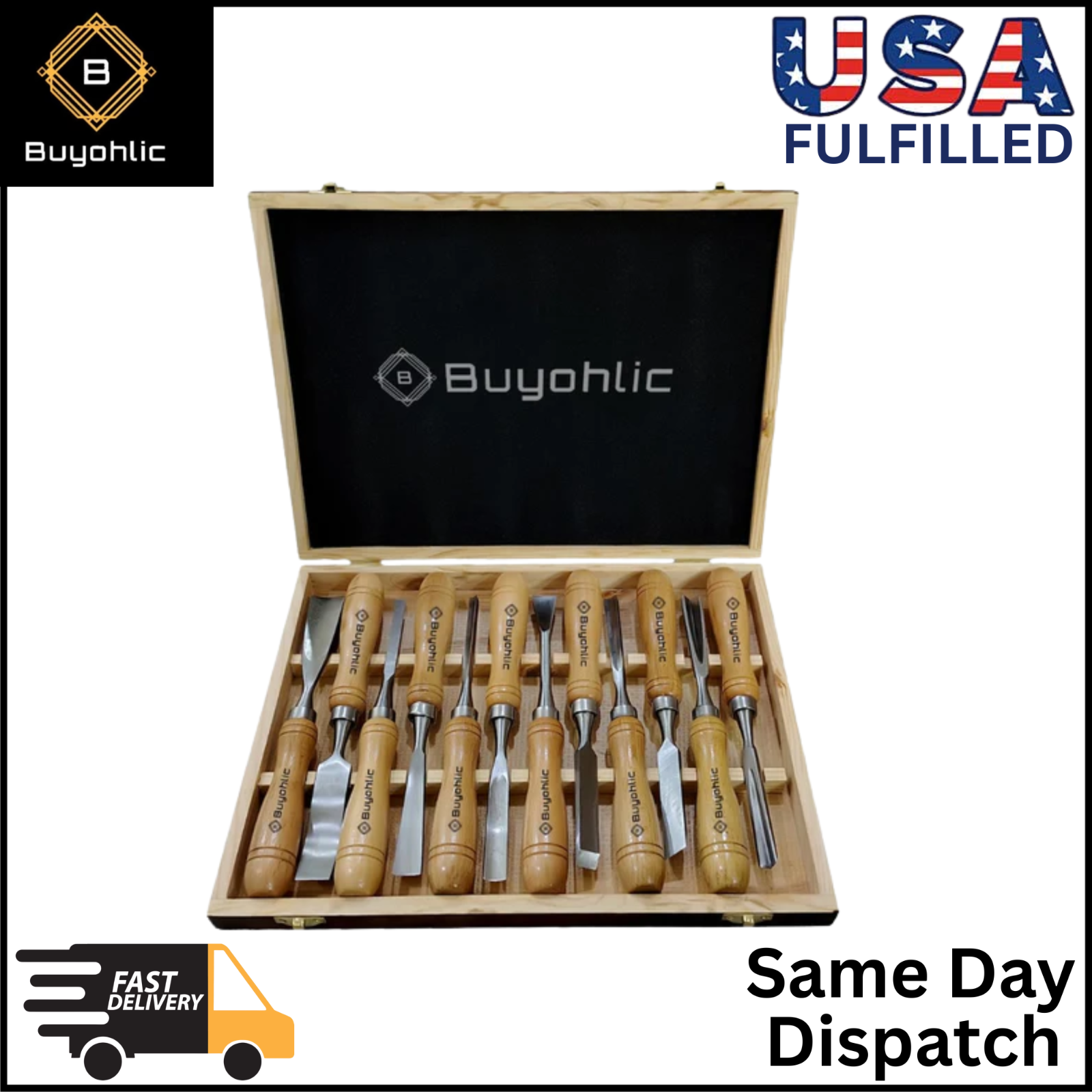 12Pc Wood Chisel Set CR-V 60 Steel Razor Sharp w/ Wooden Box | eBay