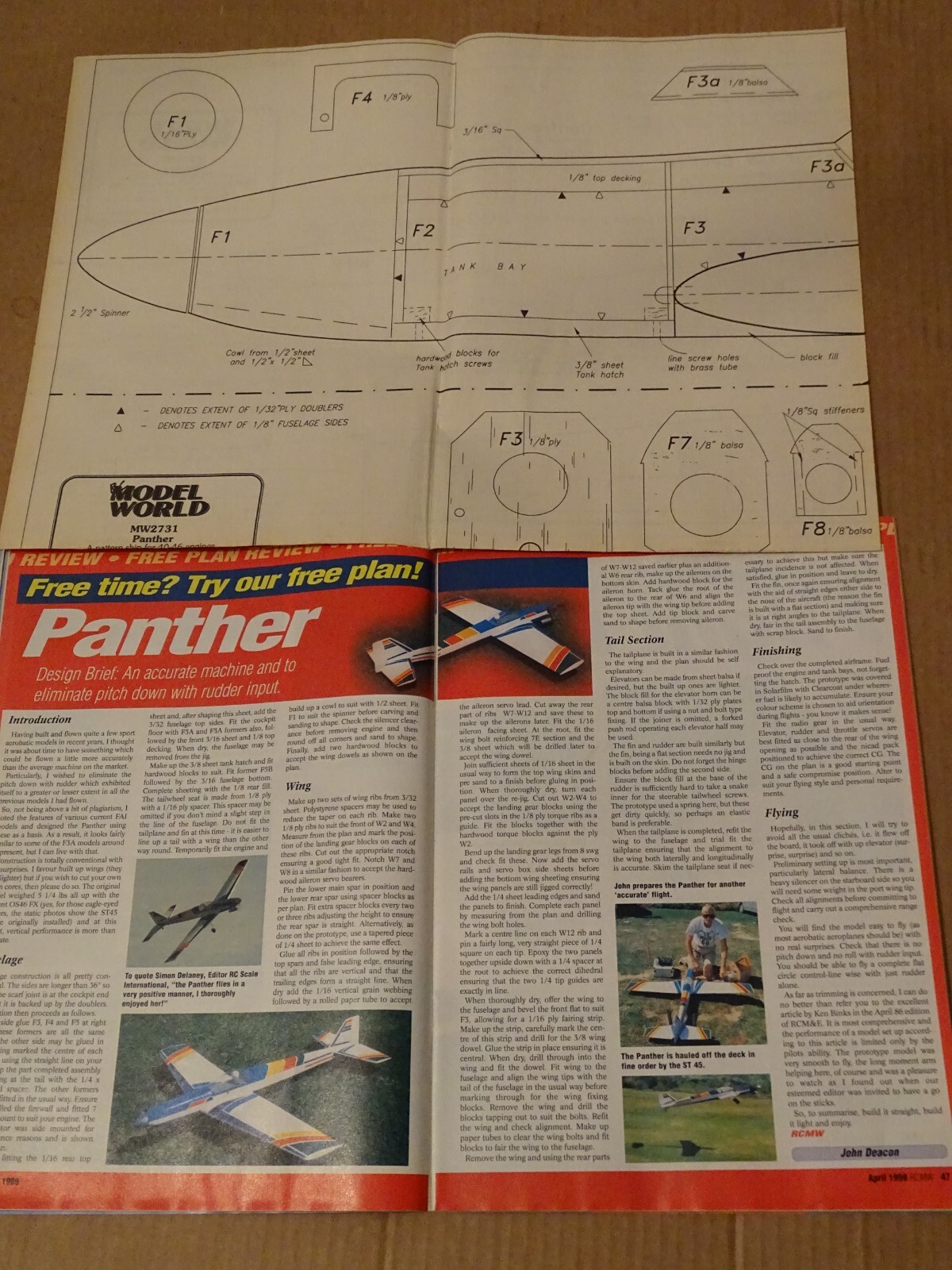 RC MODEL WORLD APRIL 1999 ISSUE with plan Panther Pattern Ship | eBay UK