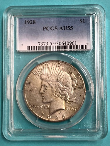 1928 Peace Silver Dollar ~ KEY DATE ~ Coin Graded by PCGS as AU 55 ...