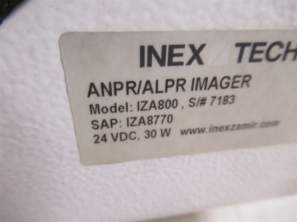 INEX Tech ANPR/ALPR Imager IZA800 License Plate Reader Camera Dual ...