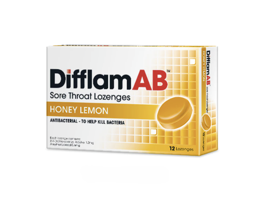 Difflam AB Lozenges 12ct – Honey Lemon, Antibacterial Relief for Mouth ...