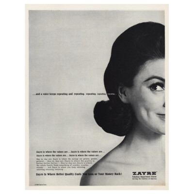 1966 Zayre Department Store: Voice Keeps Repeating Vintage Print Ad | eBay