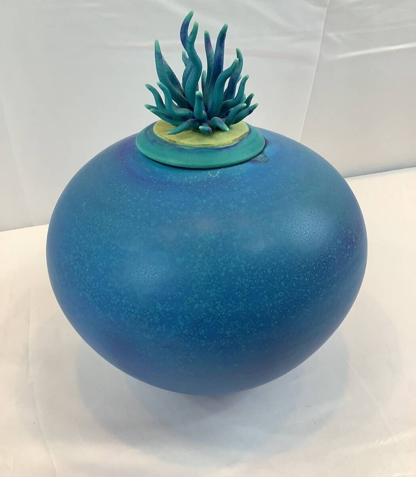 Natalie Blake Large Early Ocean Wave Series Pottery Signed Blue ...