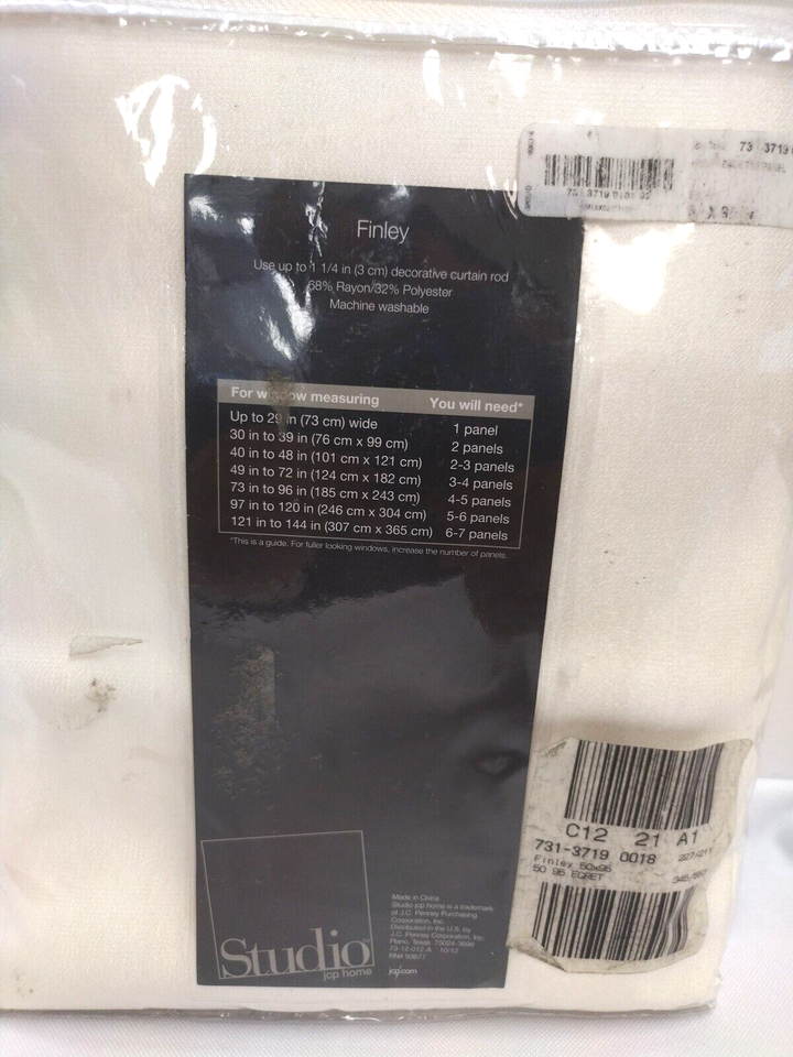 Studio JCP Home Finley Rod Pocket Back Tab Curtain Panel 50''x 95 ...