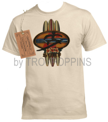 1-MENS WEAR-BROWN SURF SURFBOARDS OCEAN BEACH VACATION GRAPHIC PRINTED ...