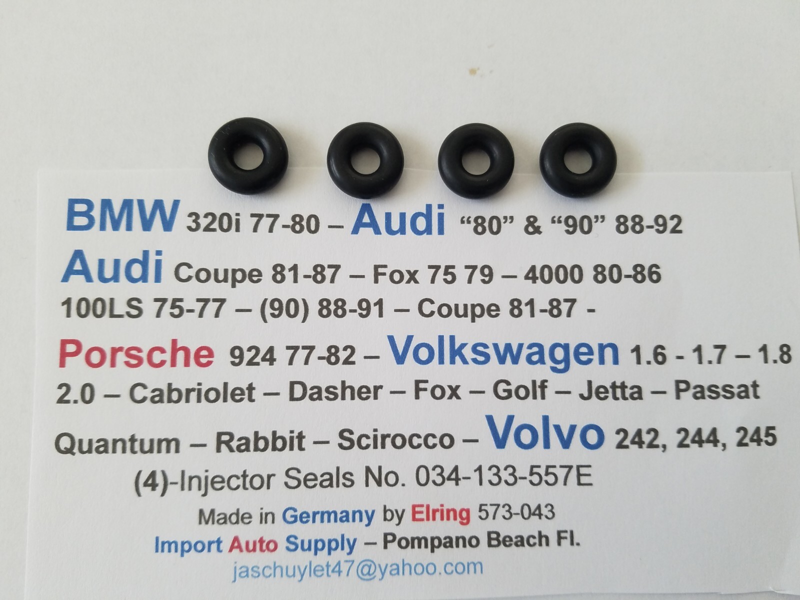 Fuel Injector O-Ring Kit (4) CIS Injection - Audi - BMW 320i - Porsche ...