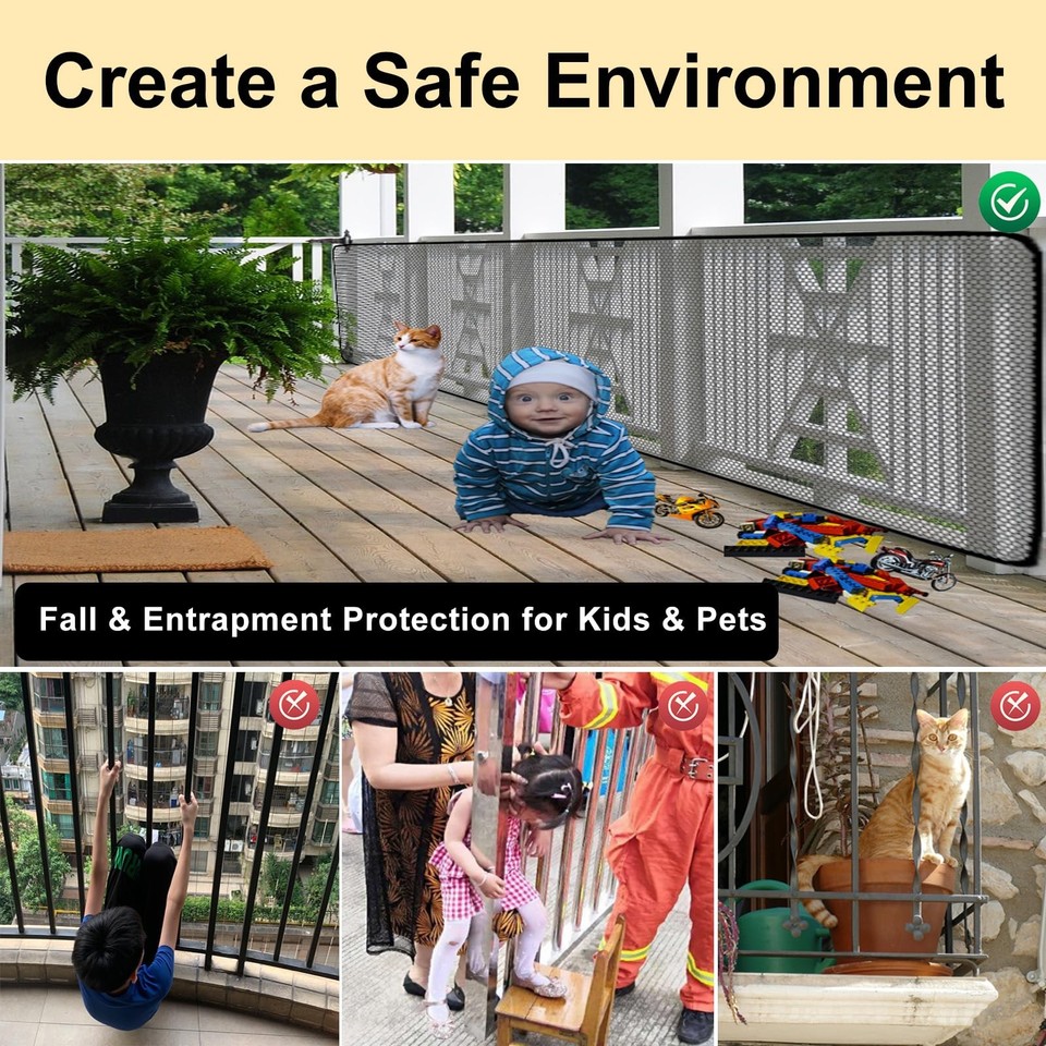 Banister Guard-15ft X 3ft Thick Balcony Safety Net for Kids Pet Balcony ...
