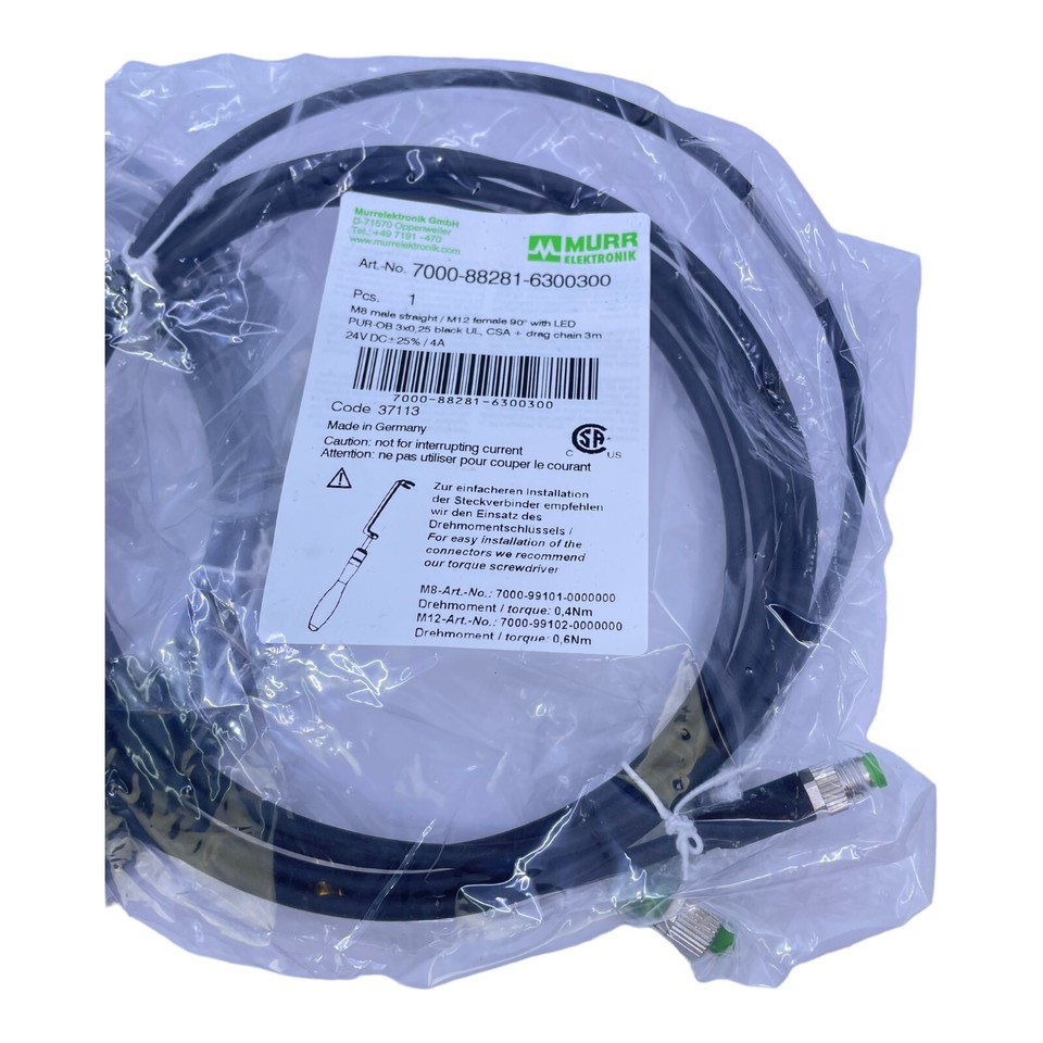 Murr Elektronik 7000-88281-6300300 Connector 3-pin 24V DC 4A Pack size ...