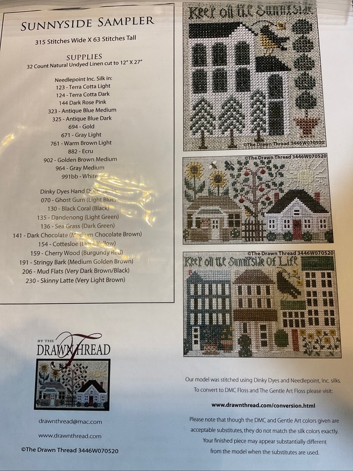 The Drawn Thread Sunnyside Sampler Cross Stitch Pattern NIP | eBay