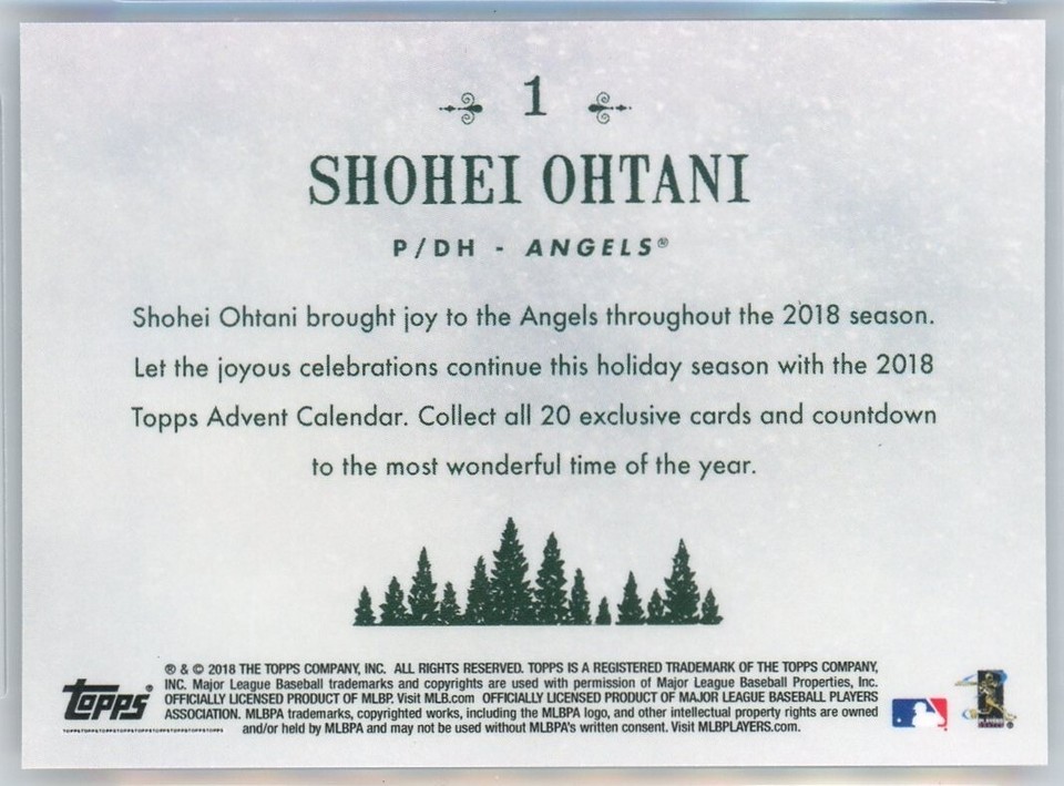 2018 TOPPS NOW MLB #1 SHOHEI OHTANI ROOKIE ADVENT CALENDAR BGS GEM 9.5 ...