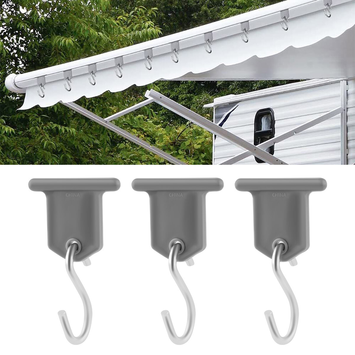 8x Hangers Accessories Kit Awning S Hook Hangers for Motorhome Caravan ...
