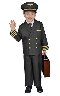 KIDS AIRLINE PILOT UNIFORM COSTUME CHILDRENS PILOTS OUTFIT & CAP HAT ...