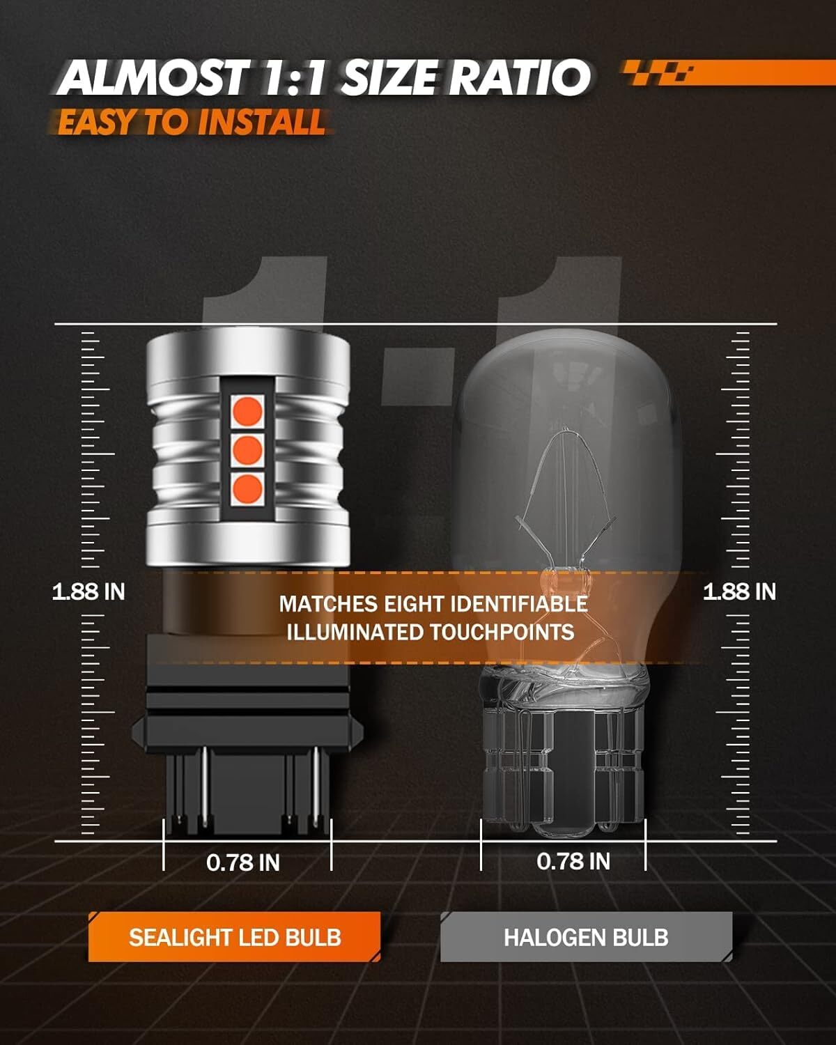 SEALIGHT 3157 LED Bulb Red 12V LED Brake light Bulb For 3057 4057 3156 ...