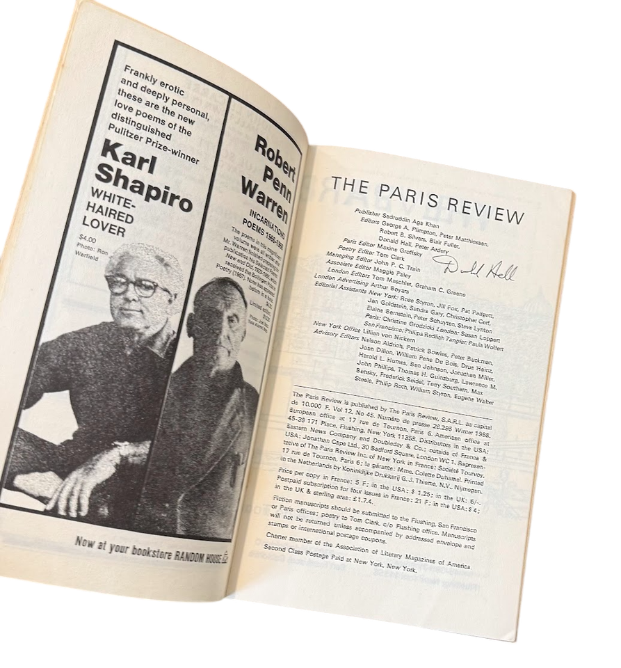 John Updike, George Plimpton / The Paris Review #45 Winter 1968 Signed ...