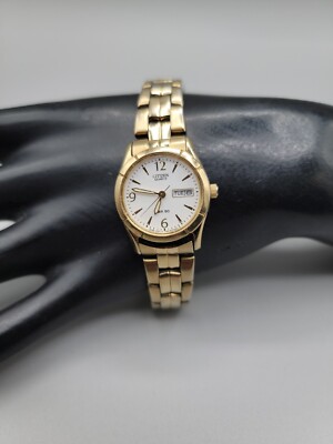 Vintage Citizen WR50 Ladies Quartz Watch 7.75" 25mm Day/Date 1002 ...