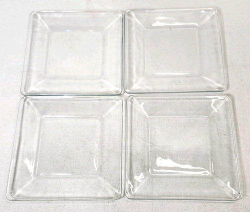 Libbey Tempo Dining 4 Piece Modern Clear Glass Square Dinner Plate Set ...