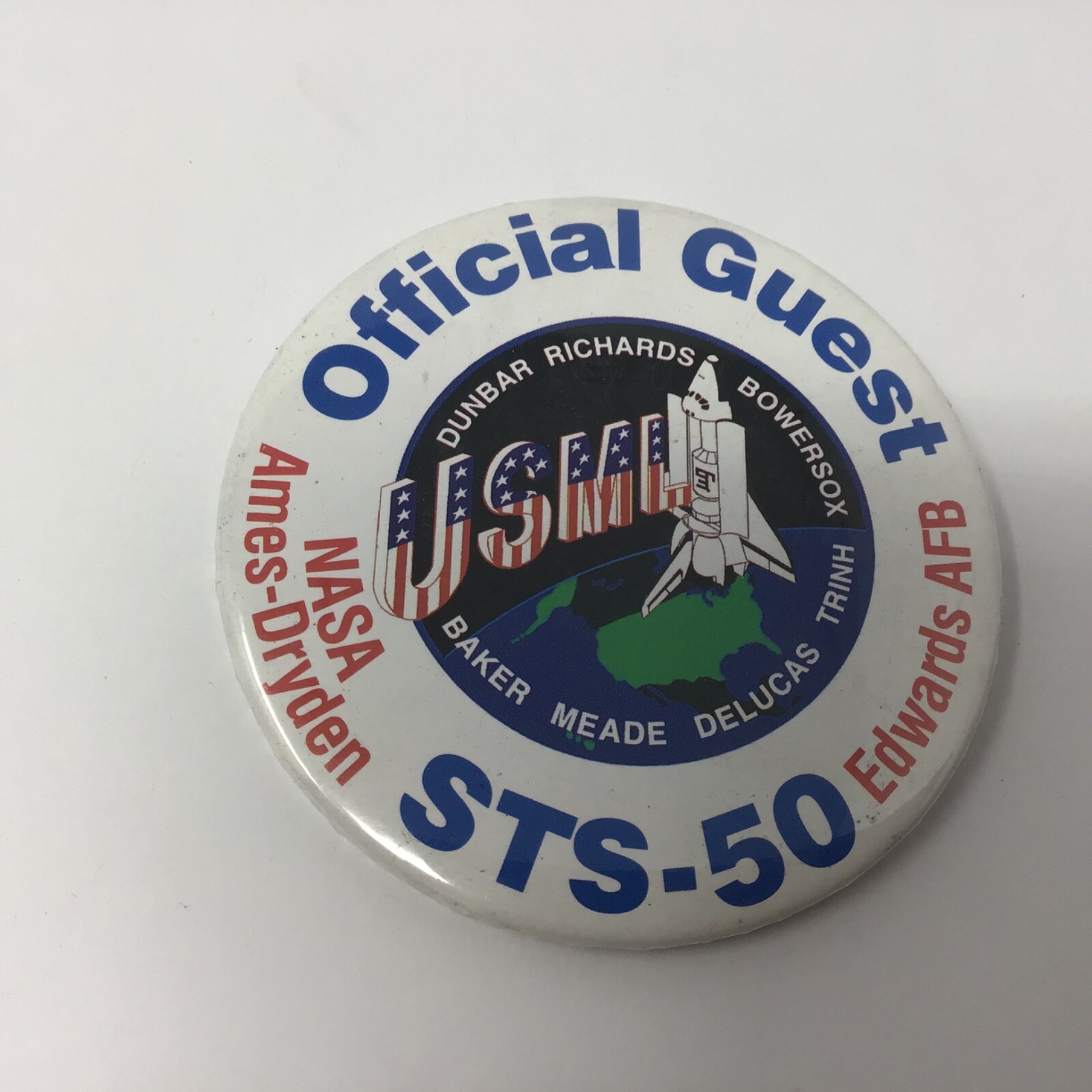 vintage NASA Coulumnia STS-50 launch Badge Official Guest 1992 | eBay