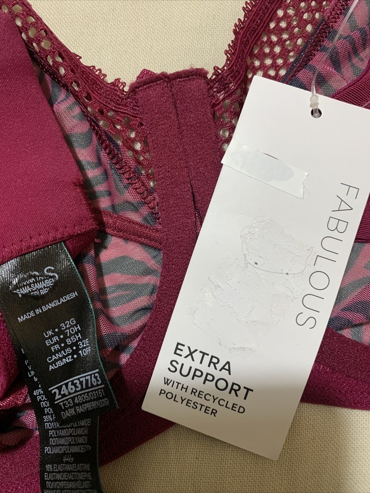M&S FABULOUS EXTRA SUPPORT UNDERWIRED FULL CUP BRA In DARK RASPBERRY ...