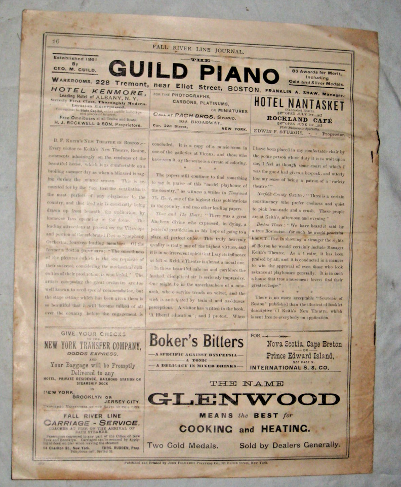 3 ANTIQUE 1896 & 1900 Fall River Line Journals NY, New Haven & Hartford ...