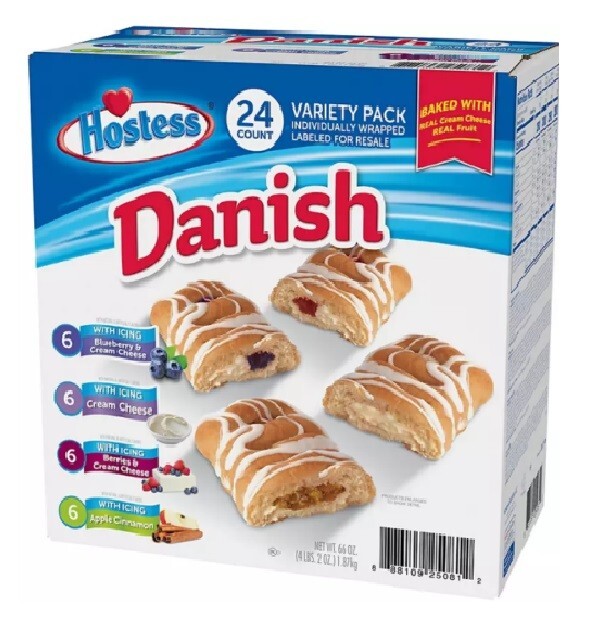 Hostess Danish Pastries Variety Bo Flavors 24 ct Individually Wrapped ...
