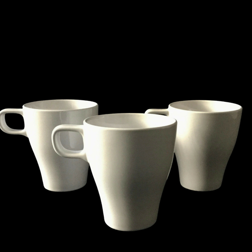 IKEA Lot of 3 Fargrik White Coffee Mugs Tea Cups 8 oz Stackable 4" Tall ...