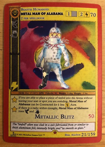 2021 Meta Zoo Cryptid Nation 2nd Ed. Metal Man Of Alabama Reverse Holo ...