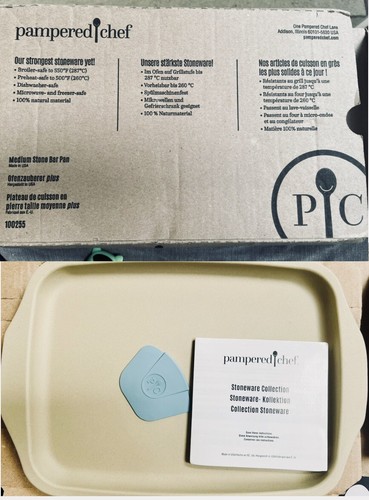 Pampered Chef Stoneware Collection Medium Bar Pan 100255 w/Scraper~New ...