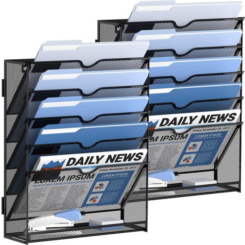 Wall File Holder 6 Tier Hanging Wall File Organizer, for Papers Mails ...