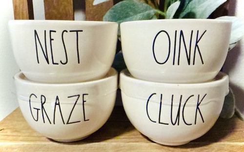 New SET Rae Dunn Farm Line Nest Graze Oink Cluck Ramekin Dipping Bowls ...