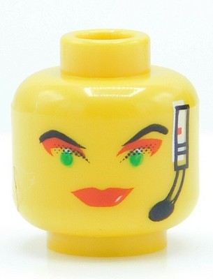 Lego Authentic Minifigure Head female with headset with red lips and ...