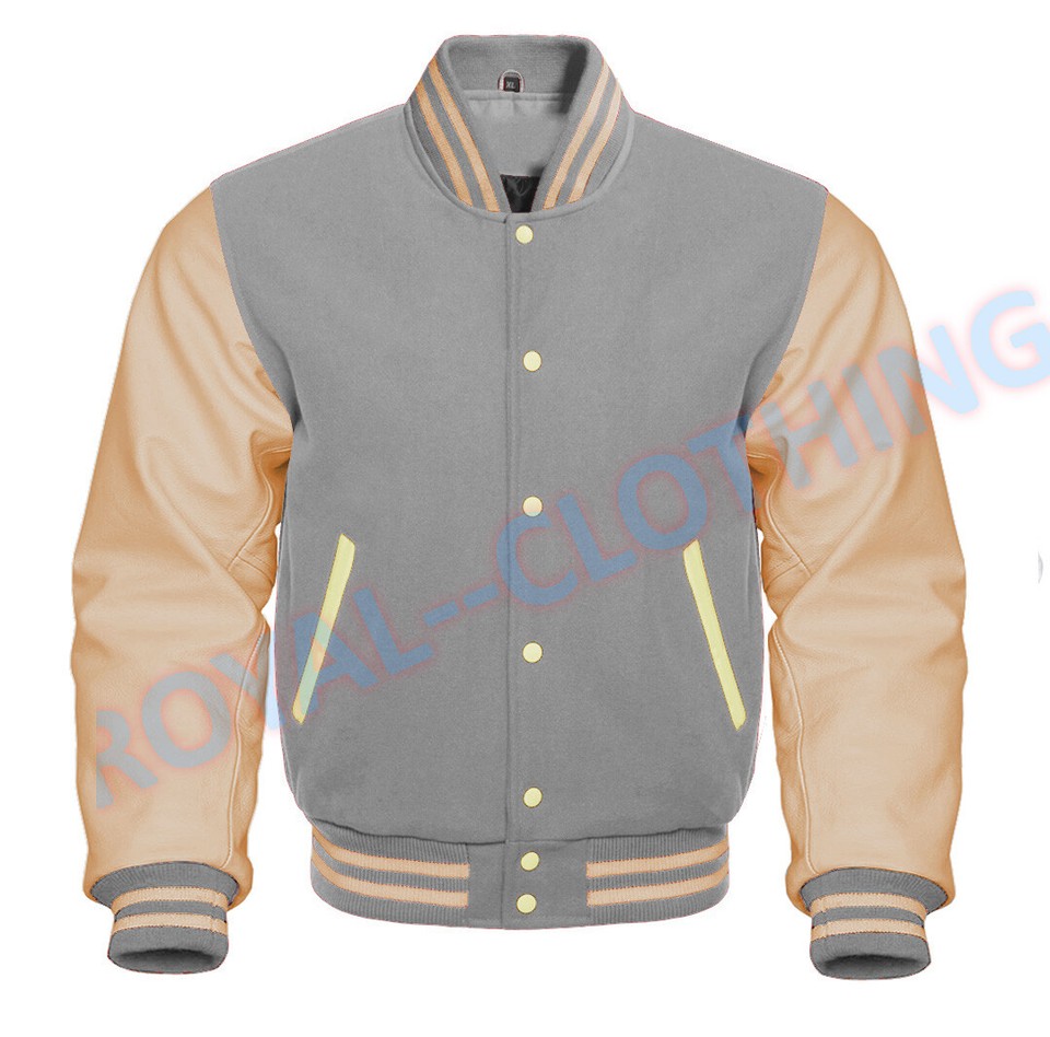 New Men's Premium Classic Snap Button Vintage Baseball Letterman ...