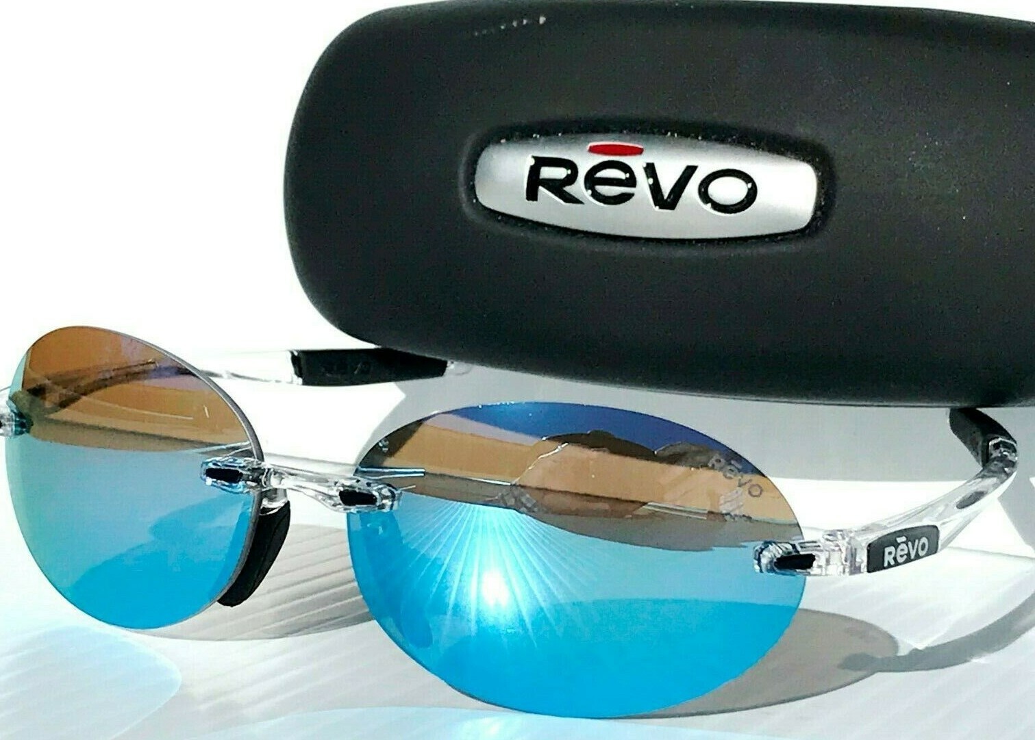 NEW* REVO DESCEND O Crystal Clear w BLUE POLARIZED Lens Sunglass 1168 ...