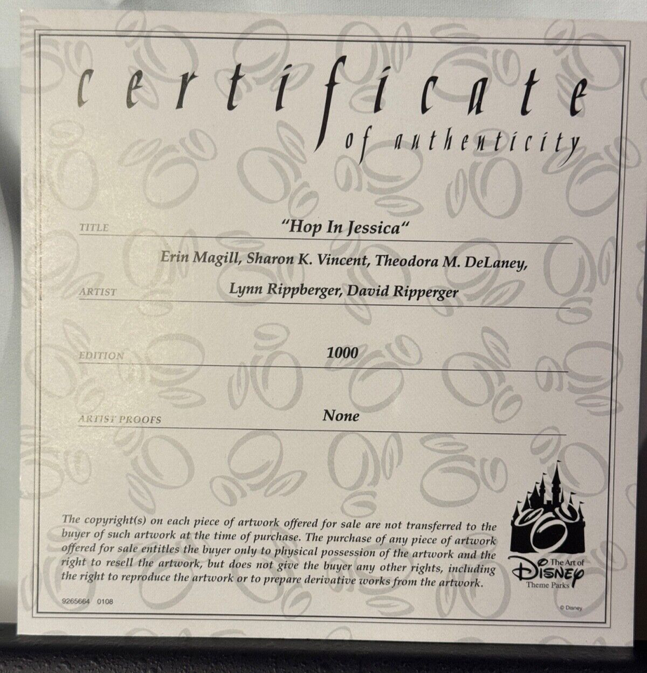 Disney MGM Studio cel sexy Jessica hand painted cel Roger Rabbit"Hop in ...