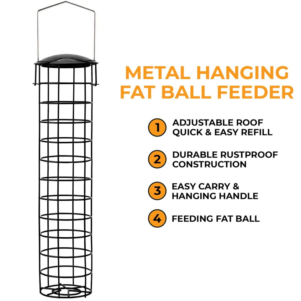 Metal Bird Nut Seed Feeder Hanging Large Easy Fill Wild Bird Feeding ...